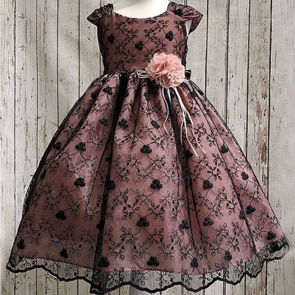 Princess Kloset | Dresses | Rose And Black Lace Overlay Dress | Poshmark